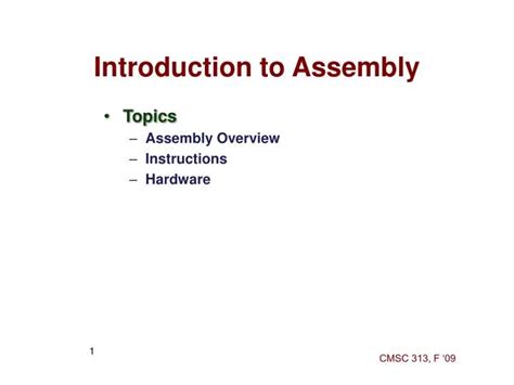 PPT Assembly Introduction And Hardware Overview In A Nutshell PowerPoint Presentation ID