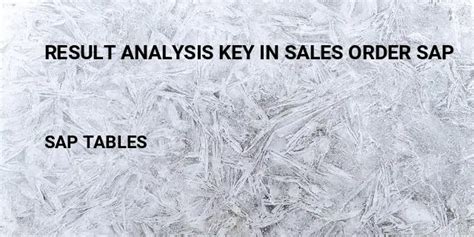 Result Analysis Key In Sales Order Sap Table In Sap