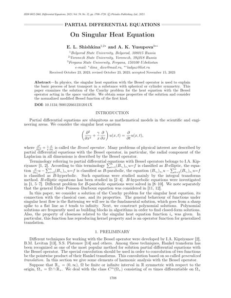 Pdf On Singular Heat Equation