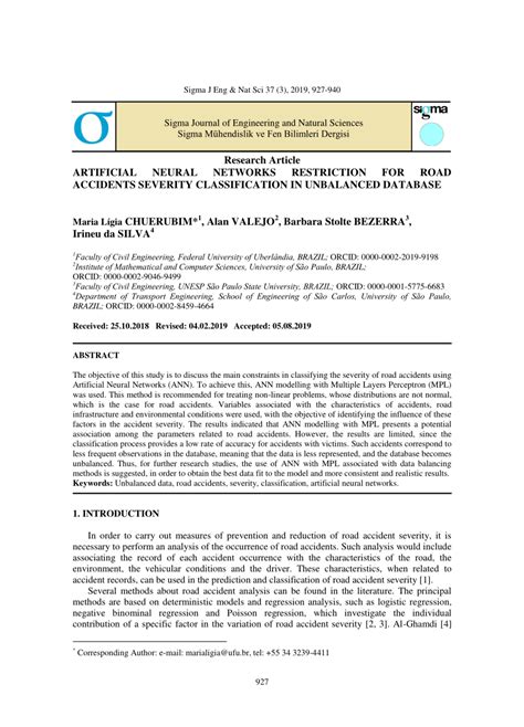 pdf artificial neural networks restriction for road accidents
