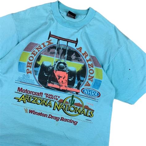 Vintage Vintage 90s Winston Drag Racing Nascar Blue T Shirt Grailed