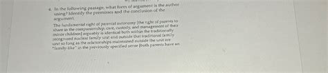 Solved In The Following Passage What Form Of Argument Is