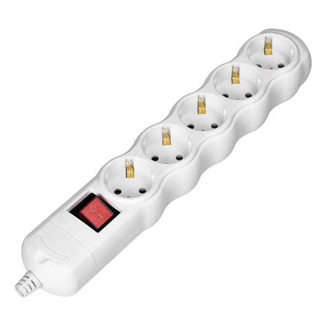 Socket Splitter 5x2pe Schuko With Central Switch White