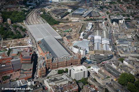 Aerial View Of Kings Cross And St Pancras Railway Stations London Uk
