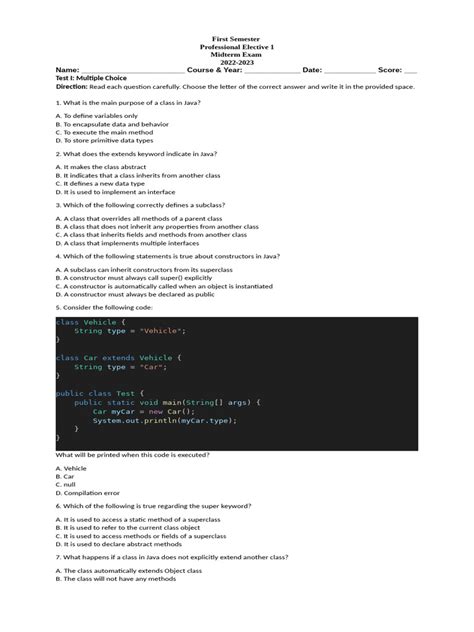 Midterm Exam Oop Pdf Inheritance Object Oriented Programming