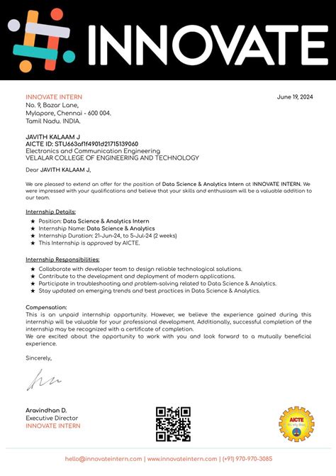 Javith Kalaam J On Linkedin Datascience Analytics Internship Innovation Careergrowth