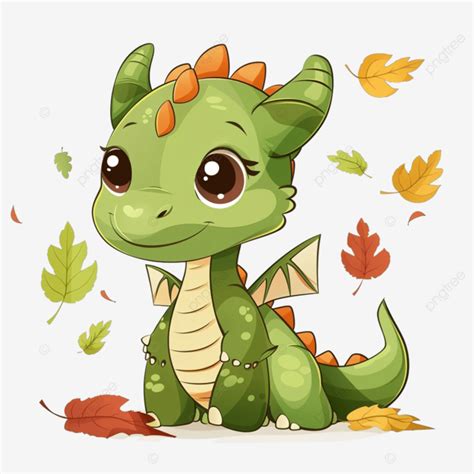 나뭇잎이 있는 귀여운 용 용 귀엽다 아기 캐릭터 Png 일러스트 및 이미지 에 대한 무료 다운로드 Pngtree