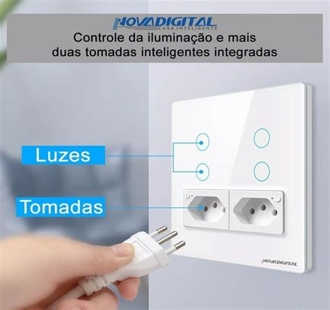 Interruptor Zigbee 4x4 De 4 Botões E 2 Tomadas Tuya Nova Digital Loja Geek Smart Soluções