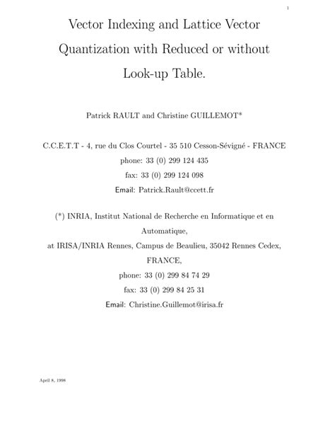 Pdf Vector Indexing And Lattice Vector Quantization With Reduced Or