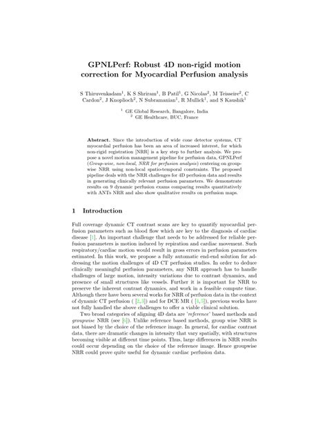 PDF GPNLPerf Robust D Non Rigid Motion Correction For Myocardial Perfusion Analysis