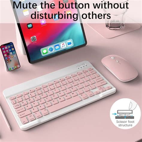 ★10inch Universal Rechargeable Wireless Bluetooth Keyboard Mouse Set For Laptop Pc Computer