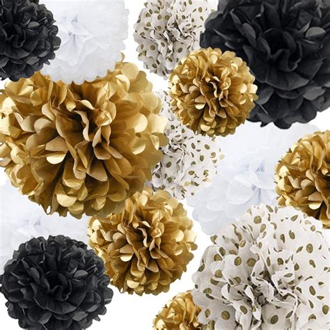 Black And White Gold Hanging Decorations Ceiling Wall Decor Tissue