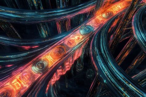 A Futuristic Visualization Of A High Speed Ai Driven Data Highway
