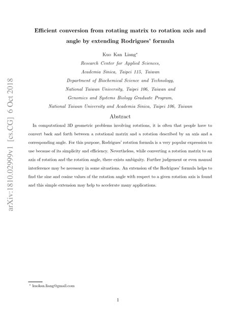Efficient Conversion From Rotating Matrix To Rotation Axis And Angle By