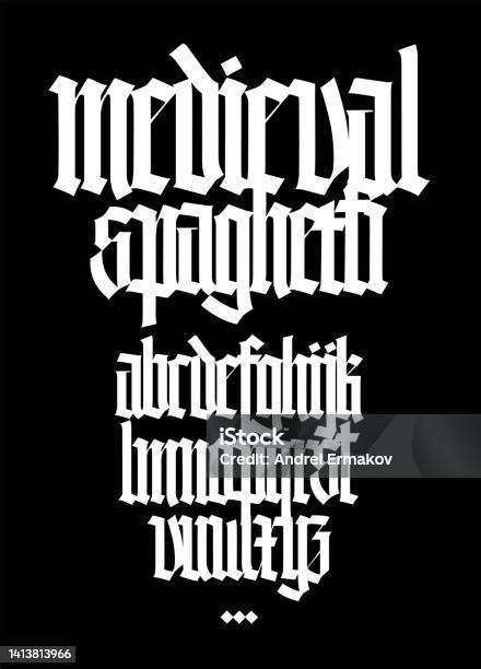 고딕 영어 알파벳 벡터 집합입니다 문신 개인 및 상업적인 목적을 위한 글꼴입니다 요소에 격리 됩니다 서 예 고 글자입니다 개별 편지입니다 고대의에 대한 스톡 벡터 아트 및