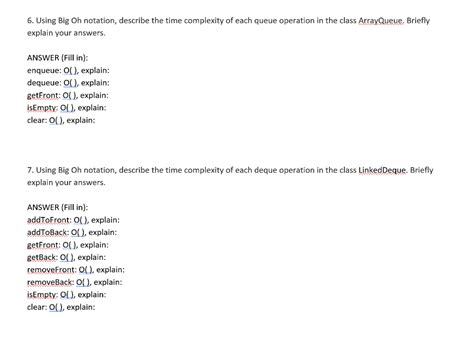 solved 6 using big oh notation describe the time