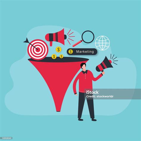 판매 유입경로 및 리드 생성 마케팅 전략 영업 파이프라인 관리 영업 전망 의 표현 리드 생성에 대한 스톡 벡터 아트 및 기타