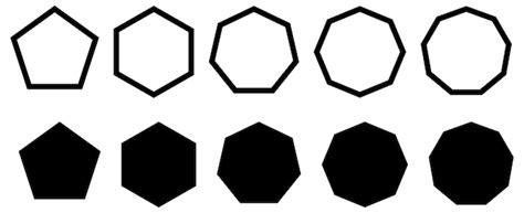 Premium Vector Set Of Simple Polygons With Five To Nine Sides Filled