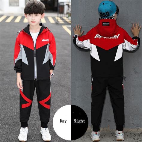 Якета с цип и подплата с качулка за момчета комплекти панталони Училищни детски светещи анцузи