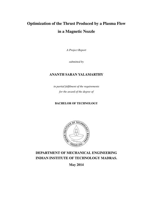 Pdf Optimization Of The Thrust Produced By A Plasma Flow In A