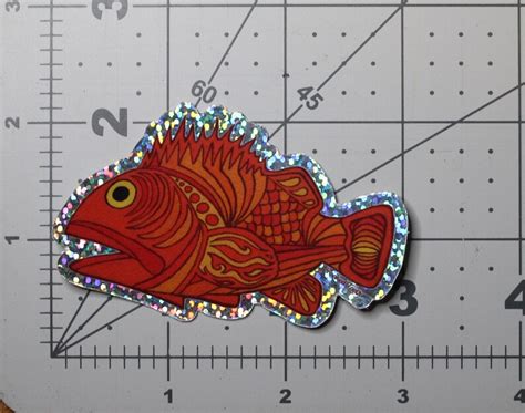 Yelloweye Rockfish Vinyl Sticker Fish Decal Glitter Sticker Etsy