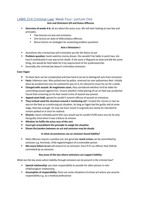 crim week 4 lecture 1 acts and omissions and status offences laws 214
