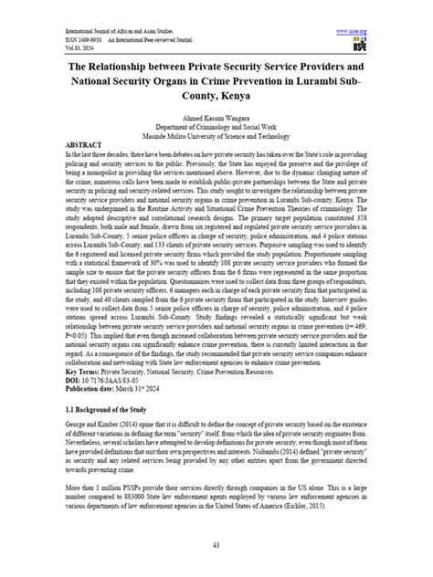 The Relationship Between Private Security Service Providers And National Security Organs In