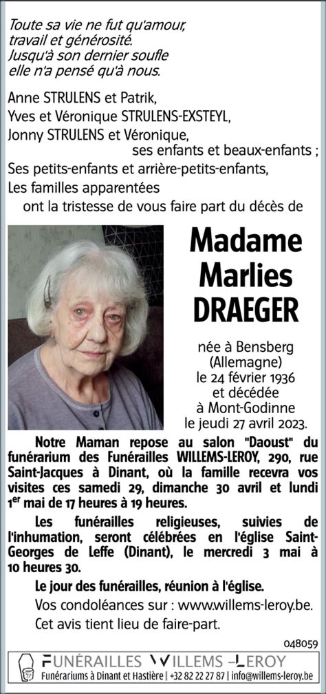 Marlies Draeger † 27042023 Inmemoriam