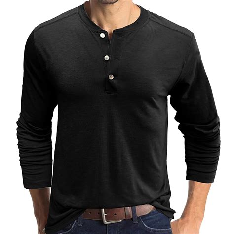 Hessimy Mens Henley Shirts Slim Fit Long Sleeve Beefy Fashion Casual
