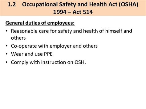 Occupational Safety And Health Bwu 10302 Chapter 1