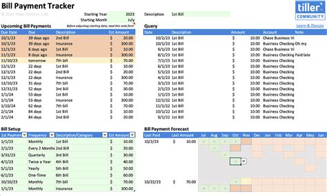 Excel Bill Tracker Template