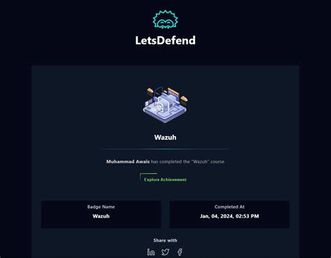 Muhammad Awais On Linkedin Wazuh Siem Xdr Cybersecurity Careeradvancement Letsdefend