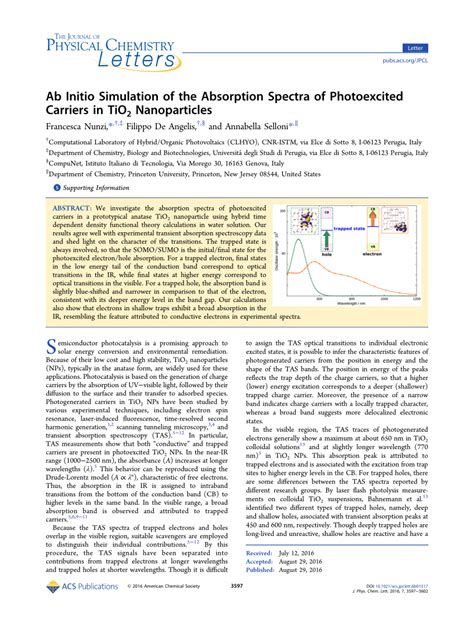 Pdf Ab Initio Simulation Of The Absorption Spectra Of Photoexcited