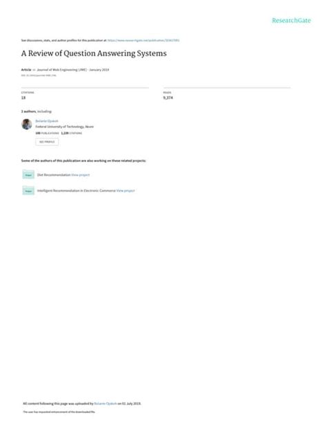 A Review Of Question Answering Systems Pdf