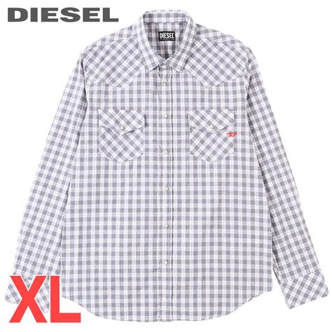 【楽天市場】 Diesel ディーゼル メンズ チェック柄 ワンポイントロゴ刺繍 長袖ウエスタンシャツ【s East Long Cl】【サイズxl】【グレー】die M T F4 387