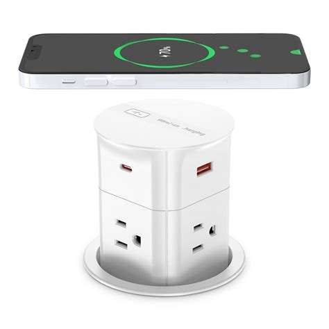 Annquan Automatic Pop Up Countertop Outlet With 15w Wireless Charger4