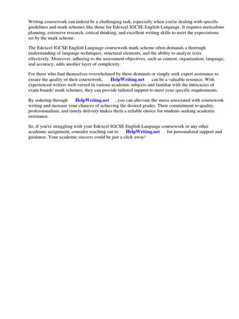 Edexcel Igcse English Language Coursework Mark Scheme Pdf