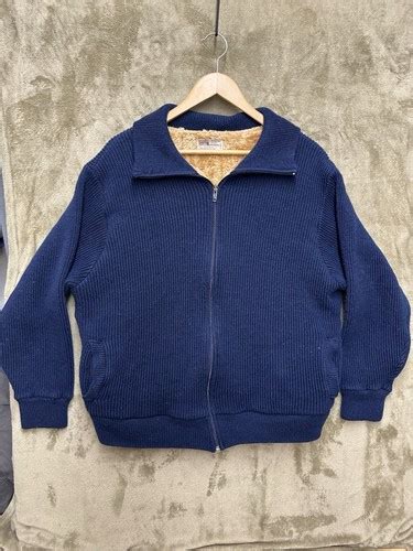 Vintage Montgomery Ward Sweater Jacket Full Zip Sherpa Lined Mens M