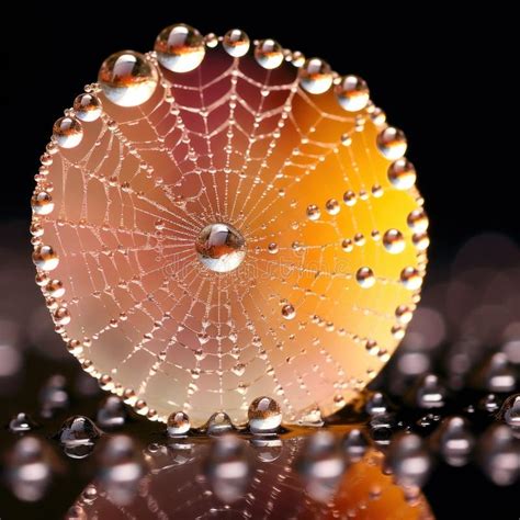 A Spider Web With Water Drops On It Stock Illustration Illustration Of Nature Light 300382904