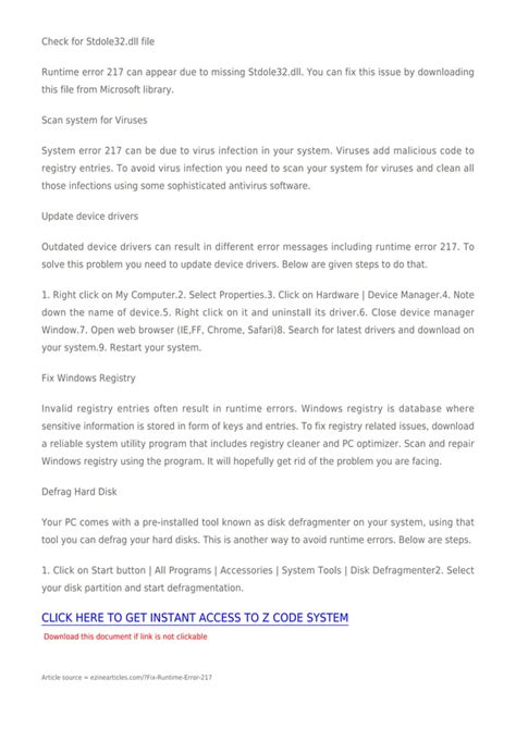 Fix Runtime Error 217 Pdf