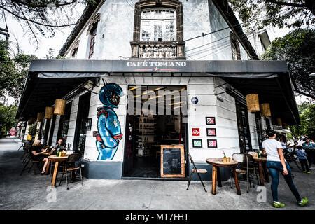 Café Toscano Restaurant At Colonia Roma Norte Mexico City Cdmx Stock