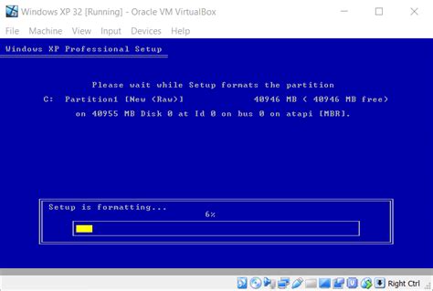 Running Windows XP In VirtualBox