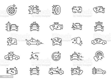 세차 아이콘은 벡터 세트를 디자인합니다 자동차 청소 서비스 아이콘입니다 세차 벡터 아이콘입니다 세차 아이콘 세차장에 대한 스톡