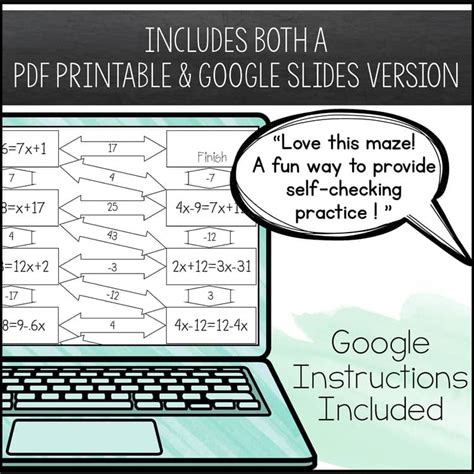Solving Equations With Variables On Both Sides Worksheet Maze Activity