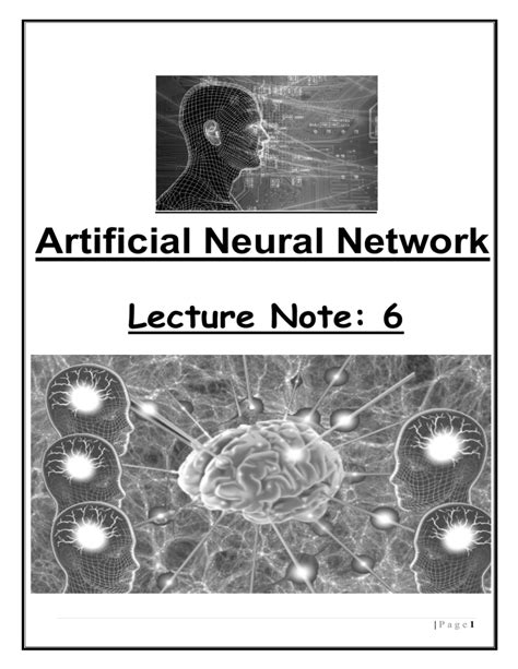 Artificial Neural Networks Lecture Note
