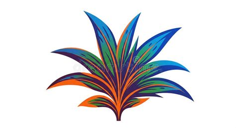 Abstract Illustration Of A Stylized Plant With Vibrant Leaves In A Symmetrical Stock