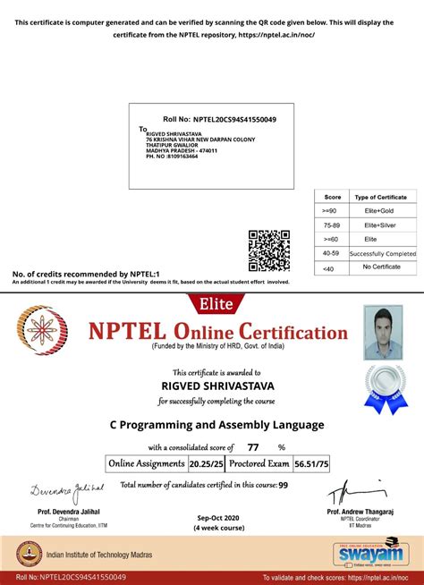 rigved shrivastava on linkedin nptel certification in c programming
