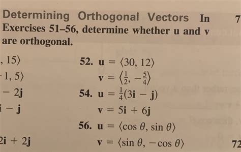 Solved 7 Determining Orthogonal Vectors In Exercises 51 56