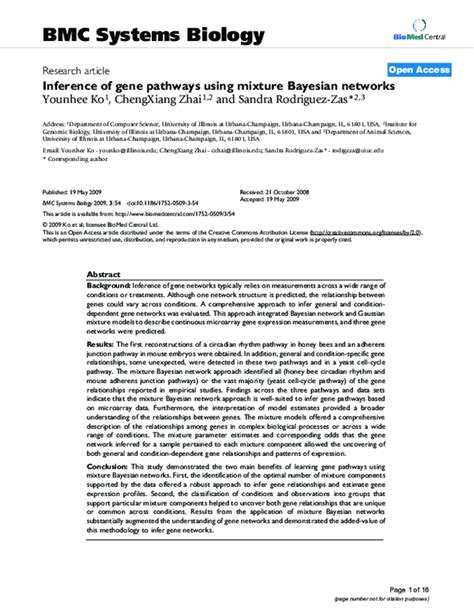 pdf inference of gene pathways using mixture bayesian networks