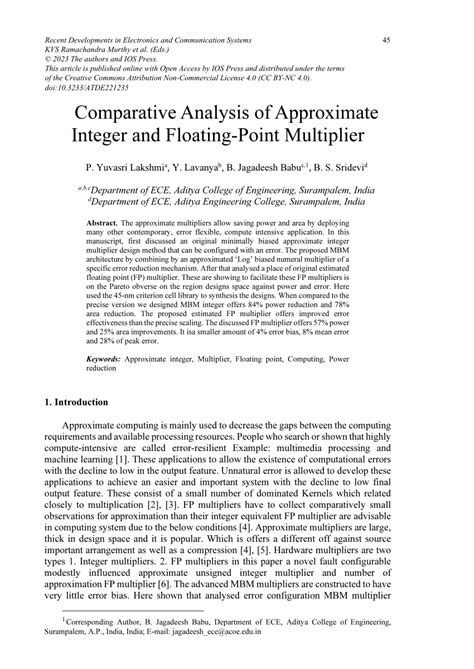 Pdf Comparative Analysis Of Approximate Integer And Floating Point